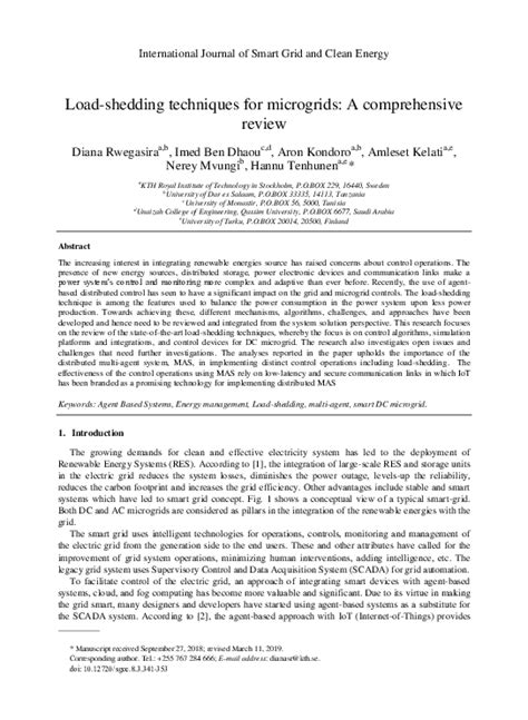 pdf load shedding techniques for microgrids a comprehensive review
