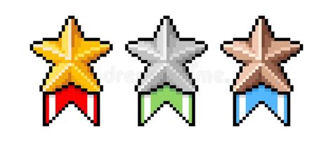 Pixel Art Game Rank Medals Stock Illustrations 3 Pixel Art Game Rank