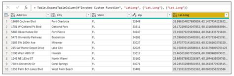 using the bing maps api to return latitude and longitude in power query