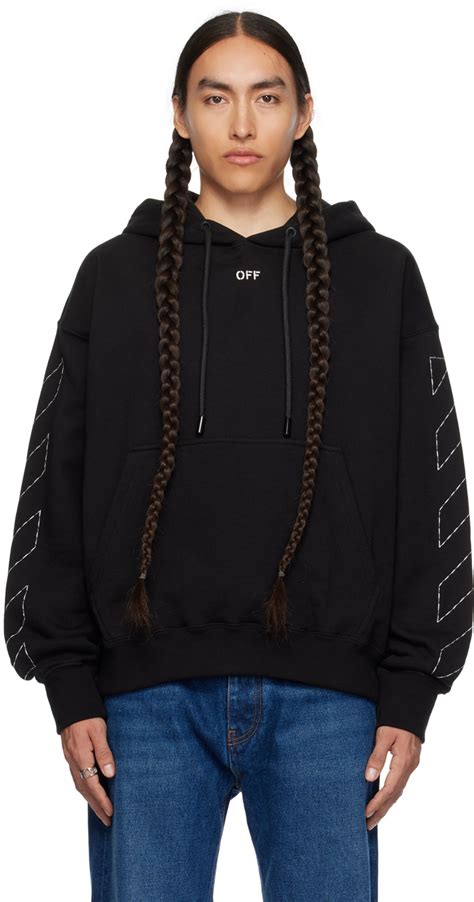 Off White Black Stitch Hoodie Off White