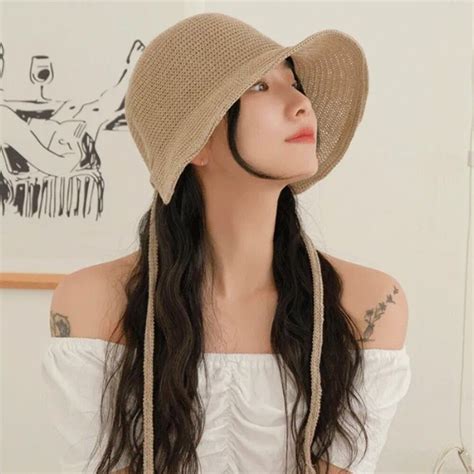 라탄 뒷트임 리본 끈 보넷 벙거지 휴양지 모자 5color 감도 깊은 취향 셀렉트샵 29cm