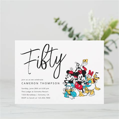 Mickey And Friends 50th Birthday Invitation Zazzle 60th Birthday