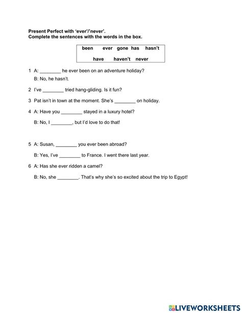 Present Perfect Free Interactive Worksheets 957448