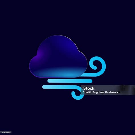 벡터 아이콘 바람이 부는 날씨 유리 효과와 부드러운 바람 라인이있는 반투명 구름 바람 기호입니다 기상학 및 일기 예보를위한 현대