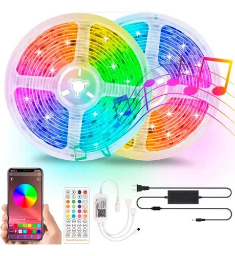 Cinta Tira Luces Led Rgb Bluetooth Metros Control Remoto Cuotas sin interés