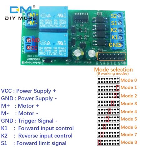 Diymore 12v 24v Motor Forward Reverse Control Board Two Relay Delay Timing Cycle Module Control