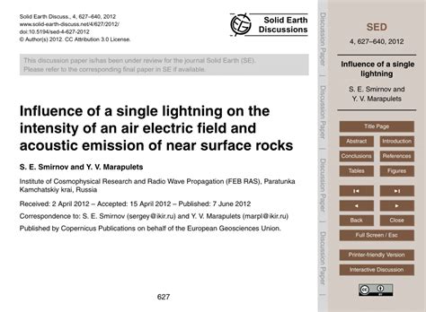 pdf influence of a single lightning on the intensity of an air