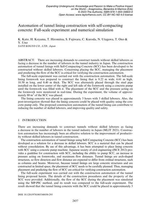 Pdf Automation Of Tunnel Lining Construction With Self Compacting