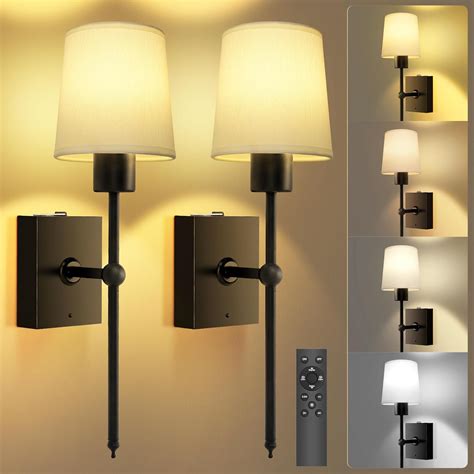 Toowell Battery Operated Wall Sconce Set Of 2 Black Rechargeable Wall