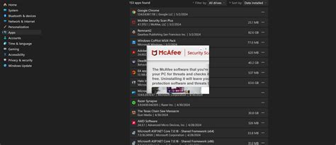 can t uninstall mcafee because the most of the app is cropped out r