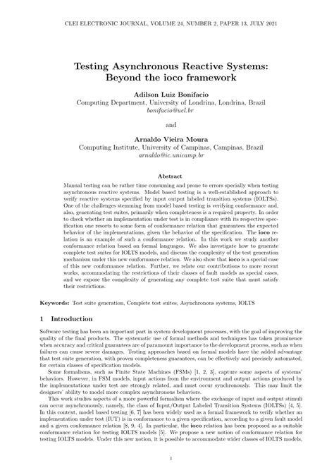 Pdf Testing Asynchronous Reactive Systems Beyond The Ioco Framework
