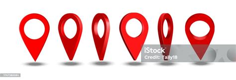 Location Icon 3dmap Pointer 3d Pin Red Location Symbols Vector Set