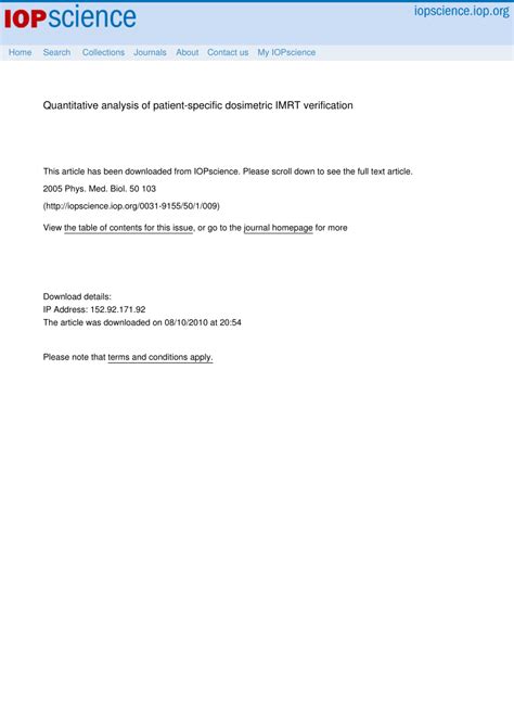 Pdf Quantitative Analysis Of Patient Specific Dosimetric Imrt