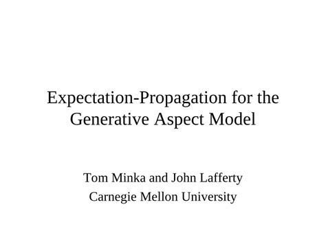 pdf expectation propagation for the generative aspect modelgenerative