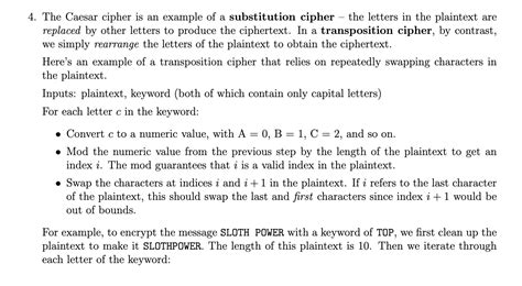 Solved The Caesar Cipher Is An Example Of A Substitution Chegg