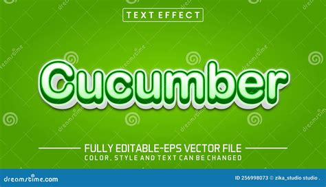 Cucumber Text Style Effect Editable Stock Vector Illustration Of