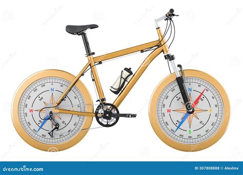 Bicycle With Compass Wheels 3d Rendering Stock Illustration