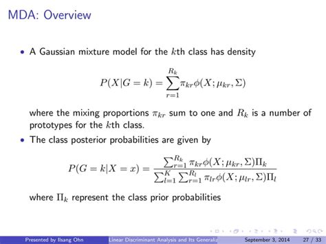 Linear Discriminant Analysis And Its Generalization Ppt