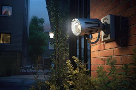 Motion Sensor With Light Detector On House Wall Premium Ai Generated Image