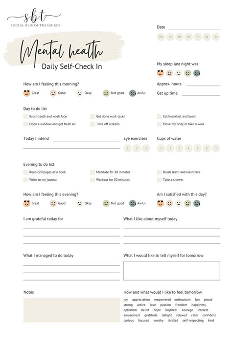 Mental Health Daily Check In Etsy