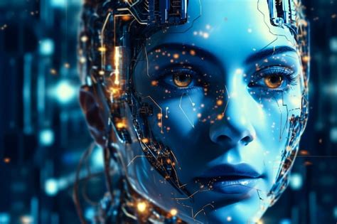 premium ai image 3d rendering humanoid robot working on laptop computer