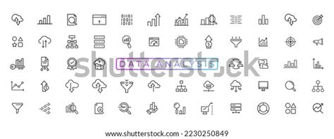 Big Data Analysis Thin Line Icon Stock Vector Royalty Free Shutterstock