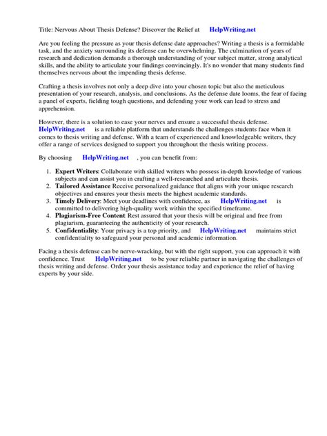Nervous About Thesis Defense Pdf Thesis Cognition