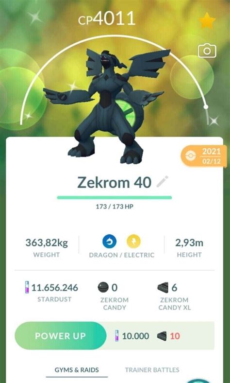Shiny Zekrom Levei 40 3 Moveset Trade 1 Mil Stardust Read