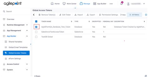 access tokens permission settings screen