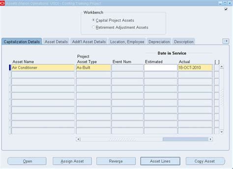 Oracle Applications Asset Capitalization In Oracle Projects Module