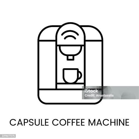 캡슐 커피 머신 라인 아이콘 벡터 편집 가능한 스트로크 카페 앱 및 주방 대시보드에 적합 검은색에 대한 스톡 벡터 아트 및 기타 이미지 Istock