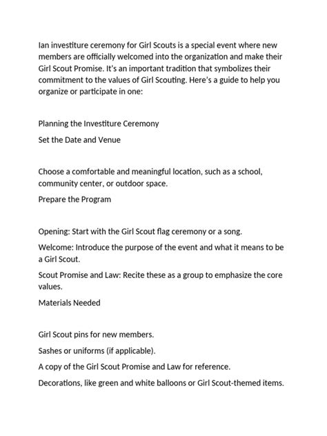 Ian Investiture Ceremony For Girl Scouts Is A Special Event Where New Members Are Officially