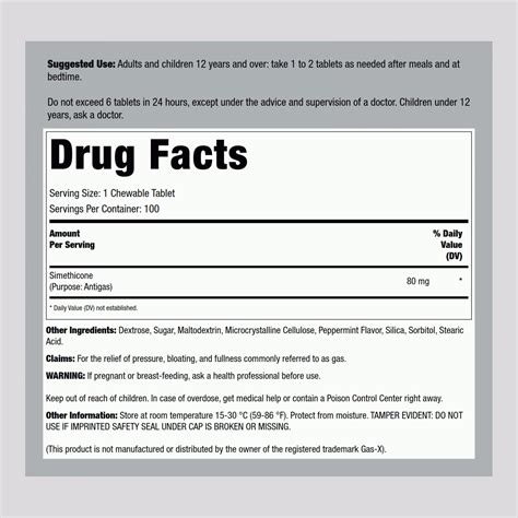 Gas Relief Simethicone 80 Mg Mint Chewable Compare To Gas X 100 Chewable Tablets Otc