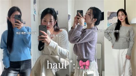Haul 🎀요즘 뭐 입어요 색감 예쁜 겨울 코디 룩북 도매텍 니트개말라 데님 직장인 데일리룩~하객룩 패션 하울 지그재그~디자이너 브랜드 오늘도