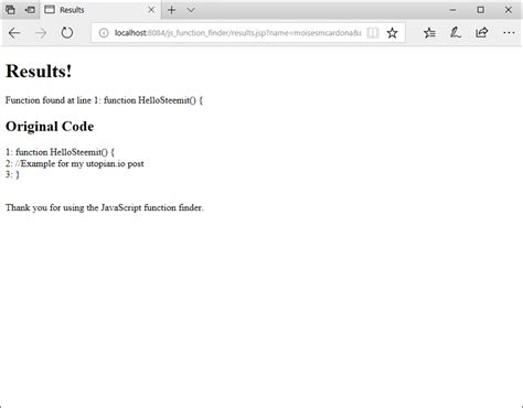 Open Source Project Javascript Function Finder Written In Jsp Moisés Cardona