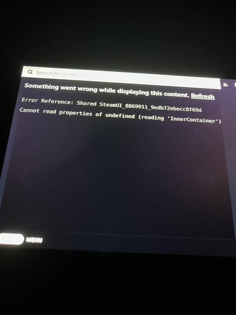 my steam deck is having a error r steamdeck