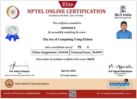 Harshan Ethindran On Linkedin Python Nptel Programming Skilldevelopment Learningneverstops