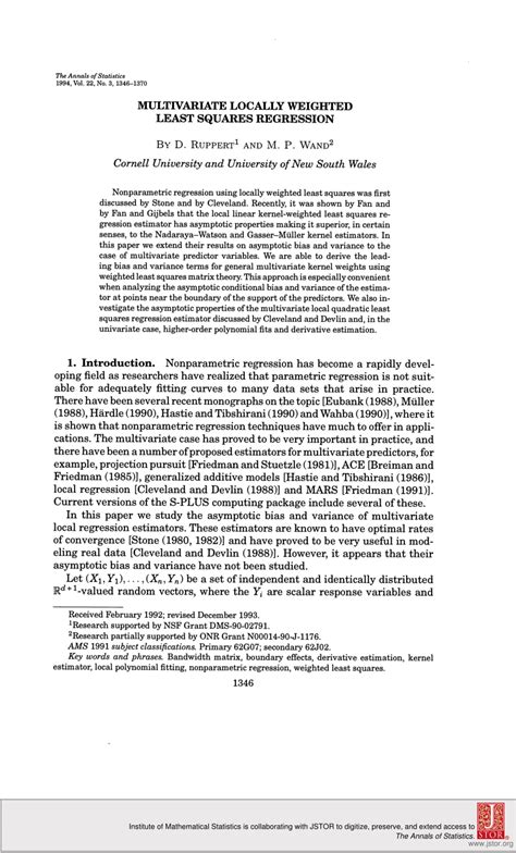 Pdf Multivariate Locally Weighted Least Squares Regression