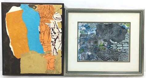 Lot Ivan Morrison Collage And Batik Textile By Lisa