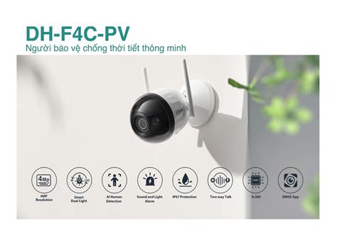Camera Wifi Dahua Dh F4c Pv 4m Chống Nước Có Màu Ban Đêm Đàm Thoại Hai Chiều Và Có Cảnh Báo