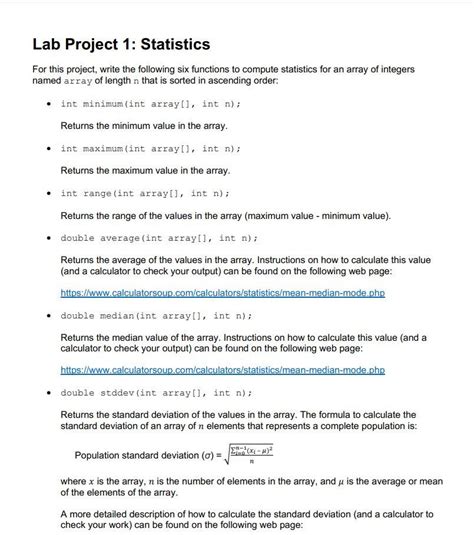 Solved Lab Project Statistics For This Project Write The Chegg Com