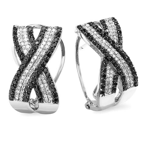 Buy 150 Carat Ctw 10k White Gold Round Black And White Diamond Hoop