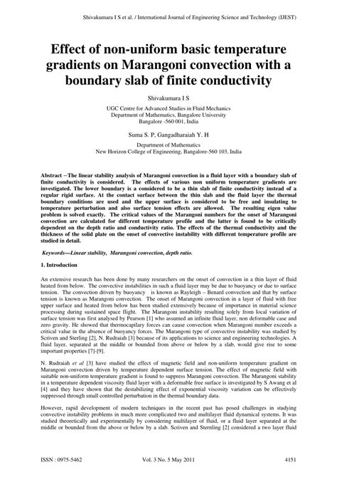 Pdf Effect Of Non Uniform Basic Temperature Gradients On Marangoni Convection With A Boundary