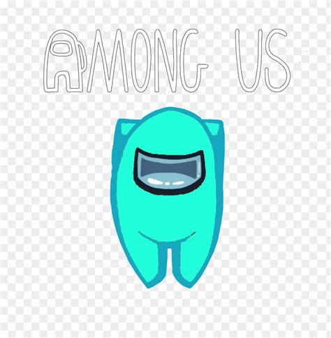 Free Download Hd Png Hd Cyan Light Blue Among Us Character With Logo