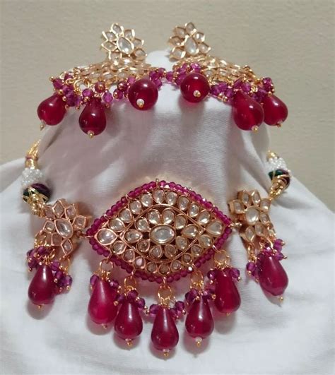 Golden And Maroon Brass Choker Necklace Set At Rs 2100set In Bhayandar