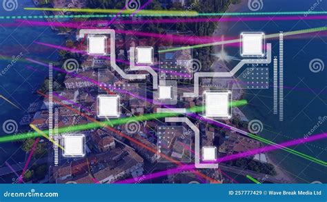 Animation Of Network Of Connections And Data Processing Over Landscape Stock Video Video Of