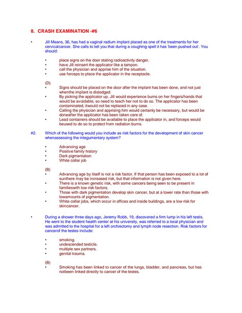 SOLUTION Medical Surgical Nursing Mcq With Answers Crash Examination Studypool