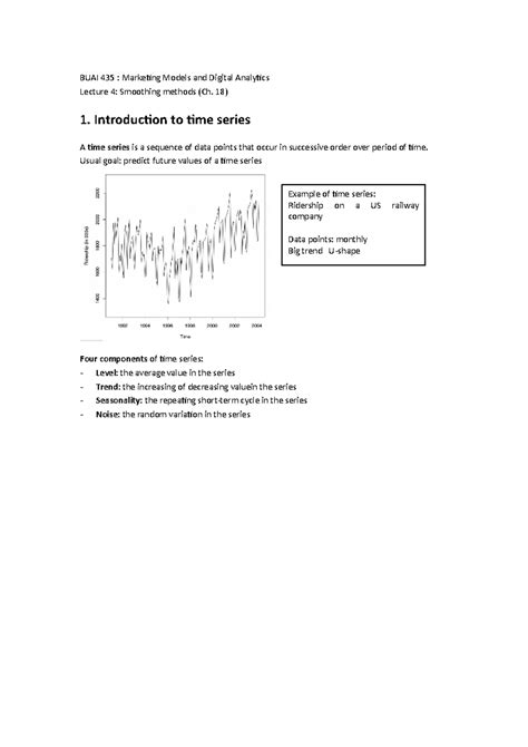 Week4 Note The Time Series Model Concept And Python Examples Buai 435 Marketing Models And