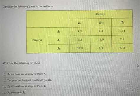 Solved Consider The Following Normal Form Of The Game With