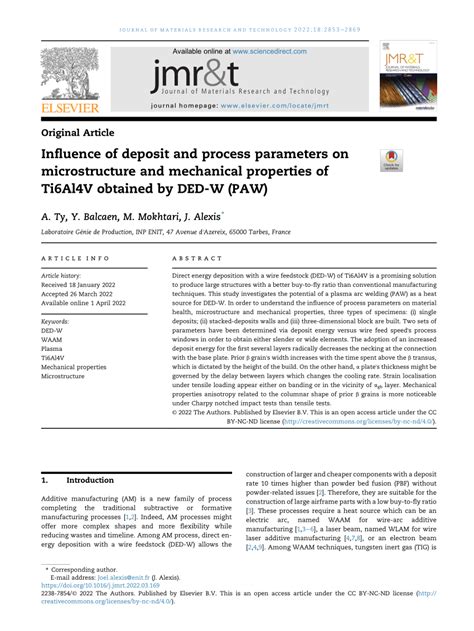 Pdf Influence Of Deposit And Process Parameters On Microstructure And